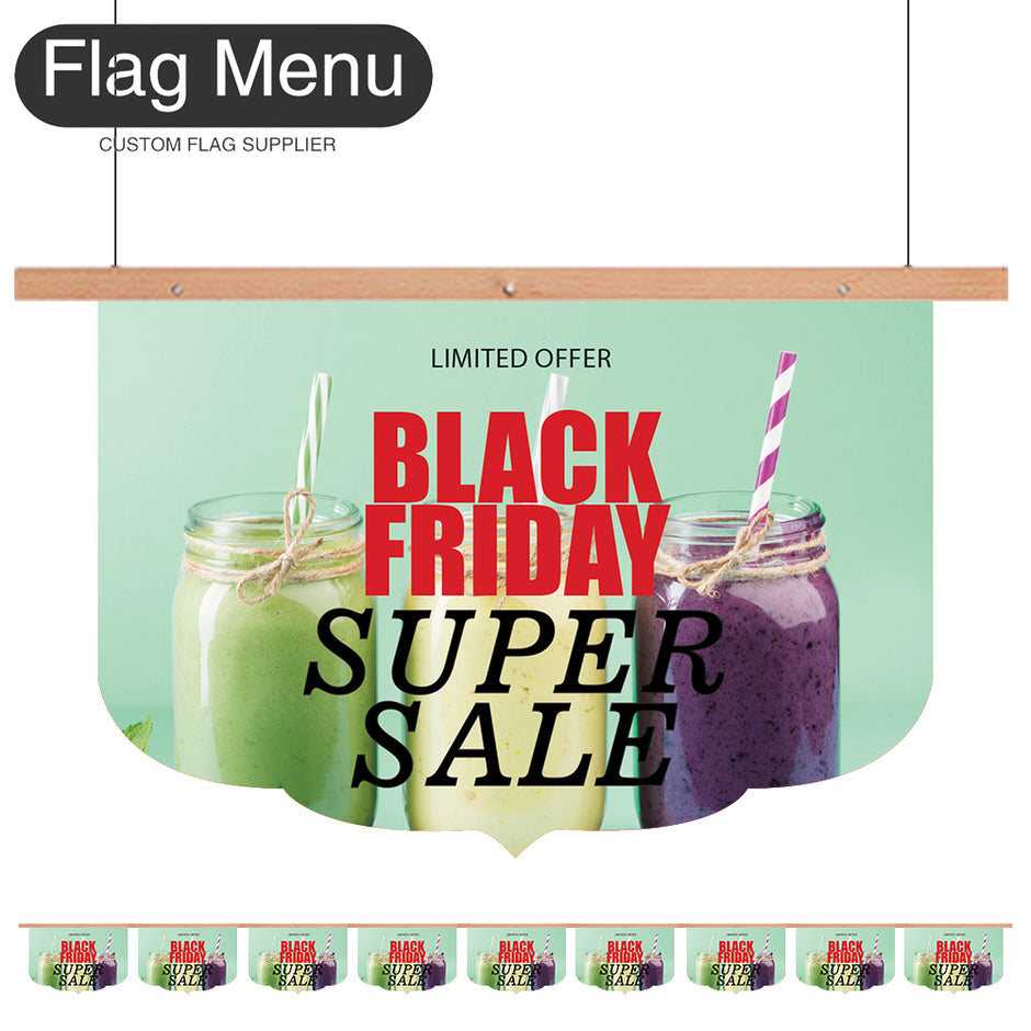 Custom Shaped Hanging Banner – Flag Menu