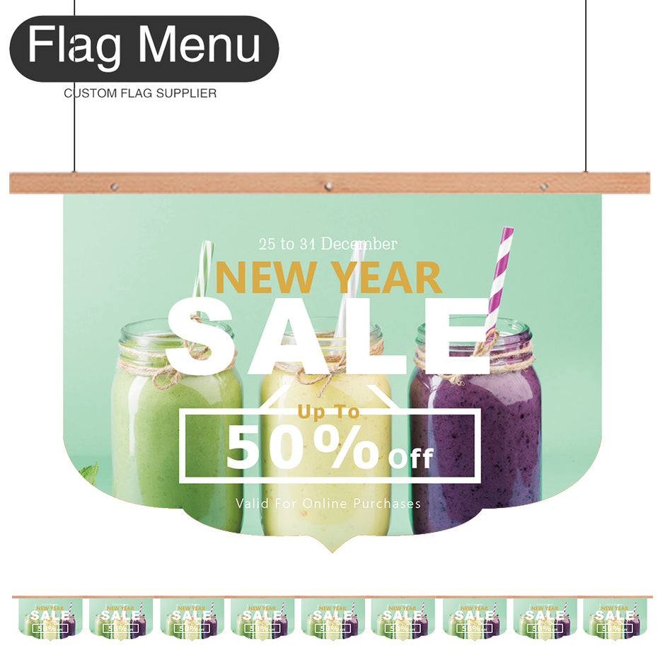 Custom Shaped Hanging Banner – Flag Menu
