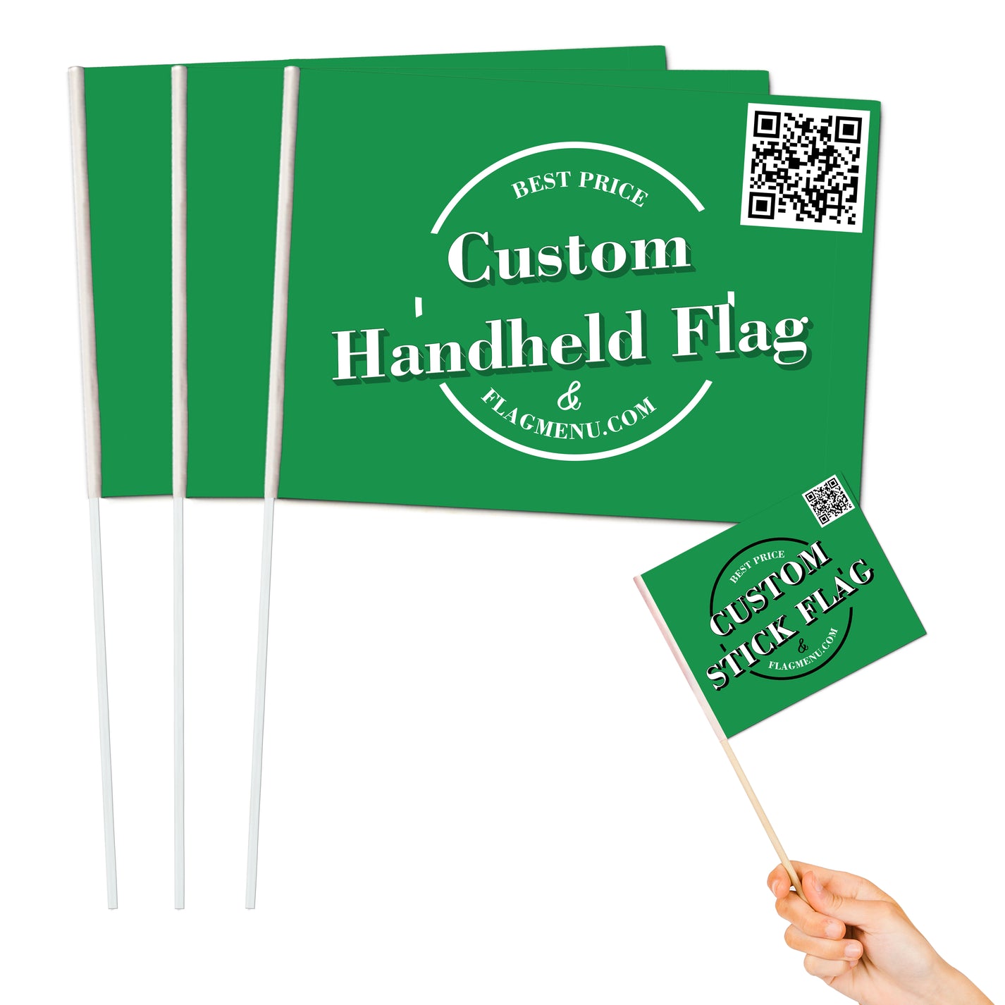 8"x11" Custom QR CODE Stick Flag - Art Paper - 1000 pcs – Flag Menu
